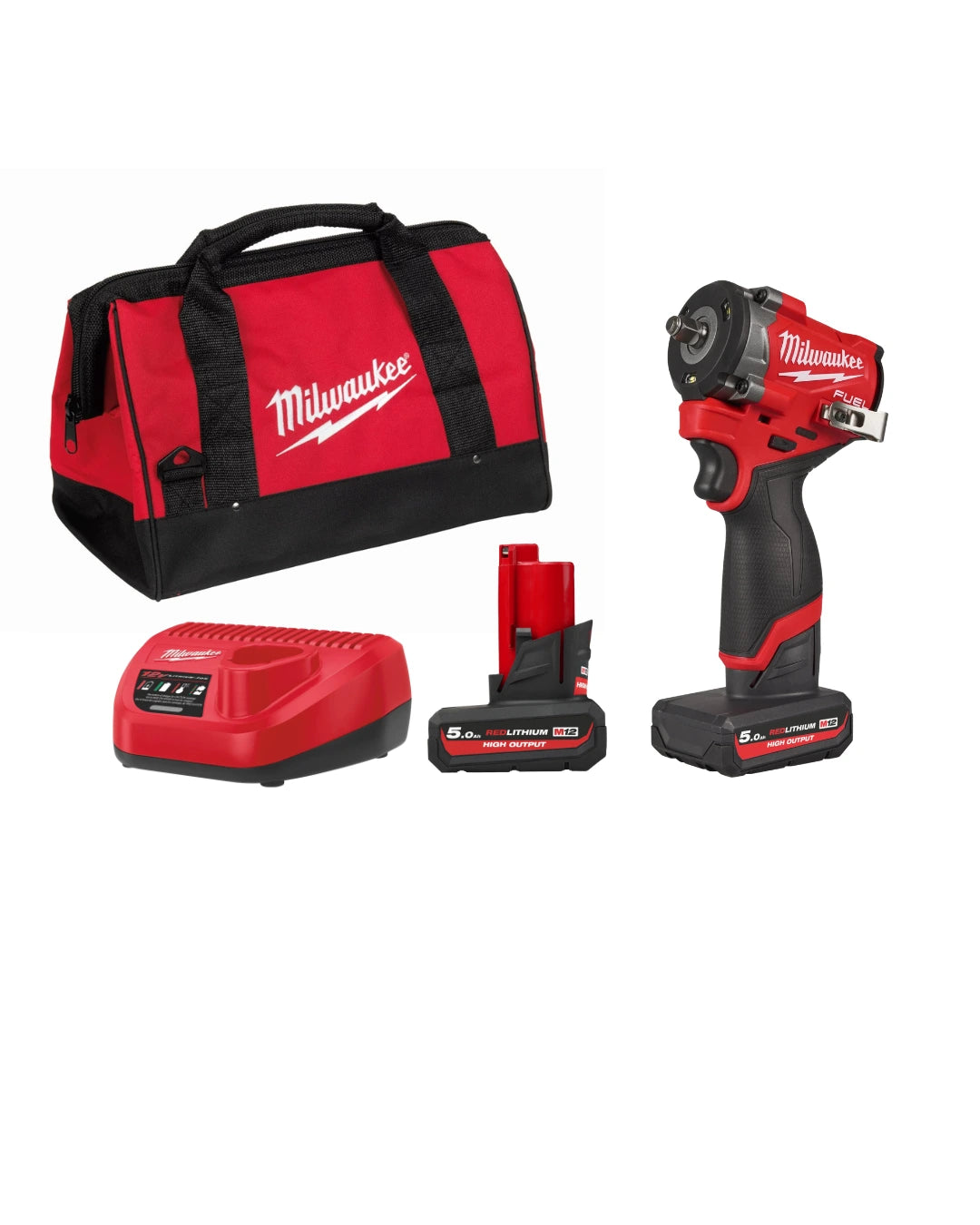 M12 FUEL 3/8″ Compact Impact Wrench with Friction Ring | Kit 2x 5.0ah ...
